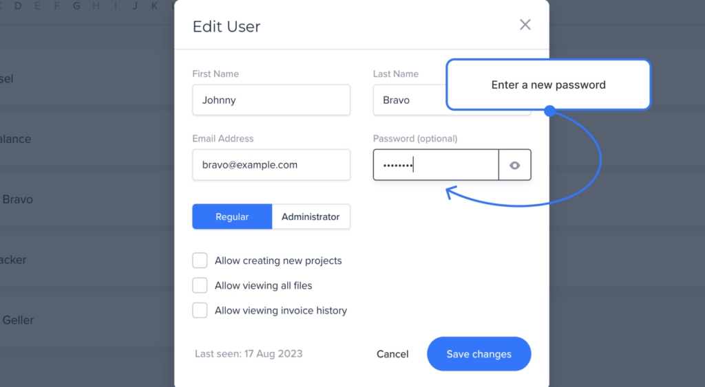 Changing User Passwords | Slickplan