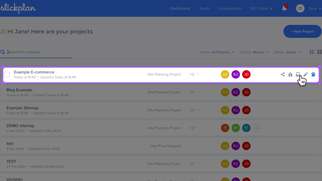 Archive and Restore Projects | Slickplan