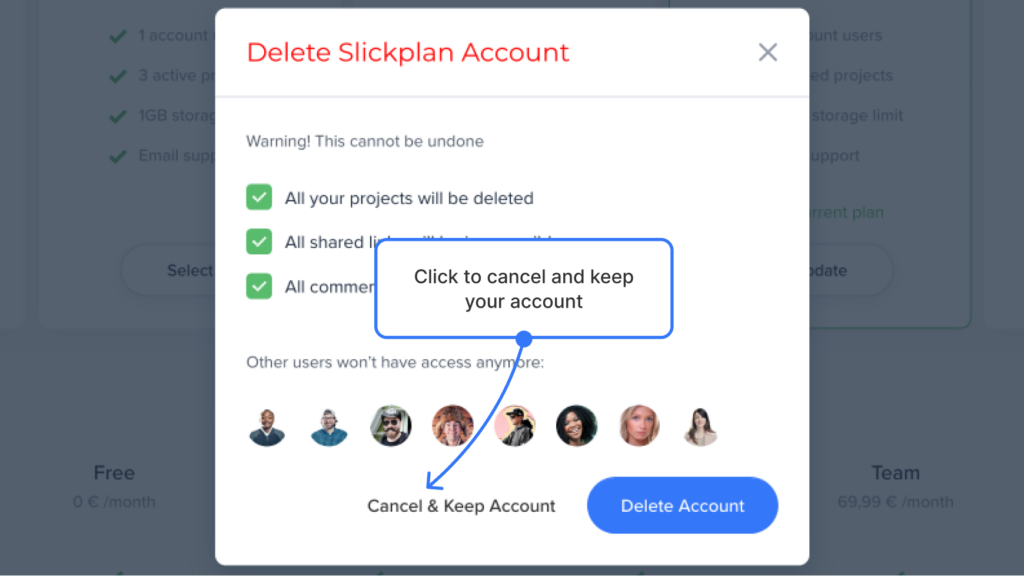 Deleting Your Account | Slickplan