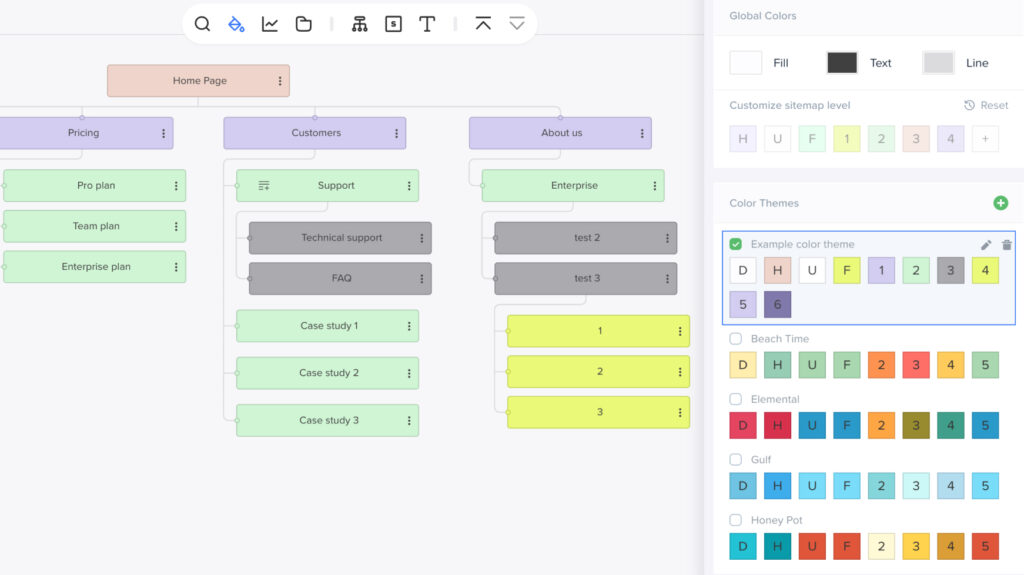 Custom Sitemap Color Themes | Slickplan