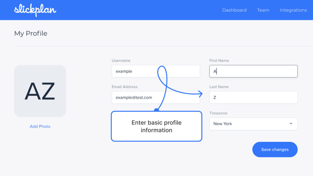 Update Your Basic Profile Information | Slickplan