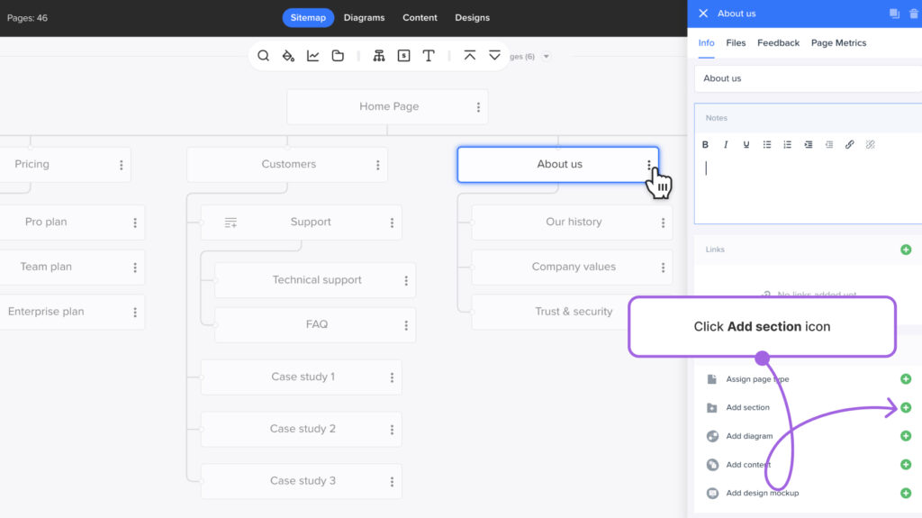 Creating Sitemap Sections | Slickplan