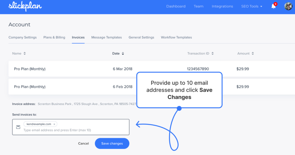 How to Add a Custom Email Address for Invoices | Slickplan