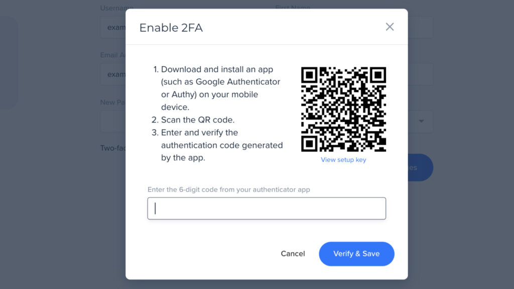 Enabling two-factor authentication | Slickplan