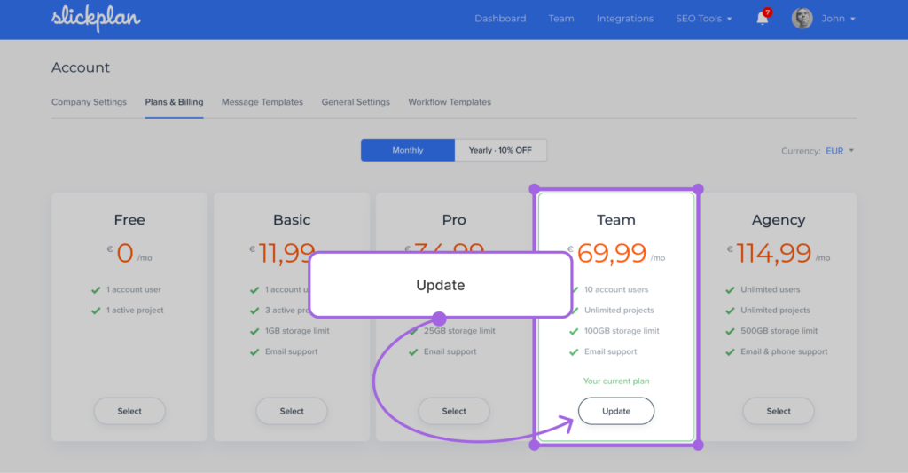 Updating Payment Information | Slickplan
